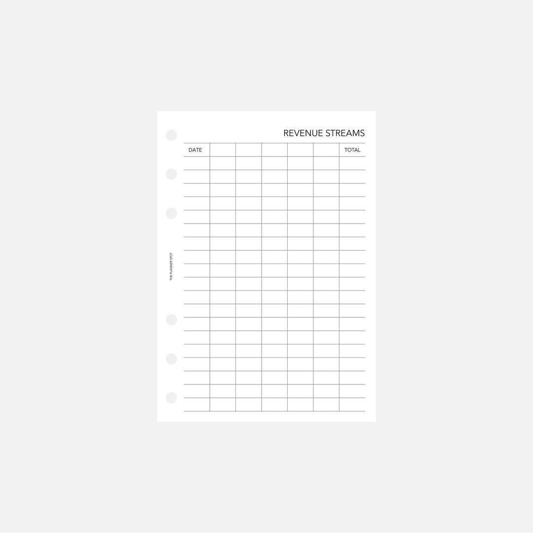 PRINTABLE Revenue Streams Planner Insert - A6 Size - Etsy