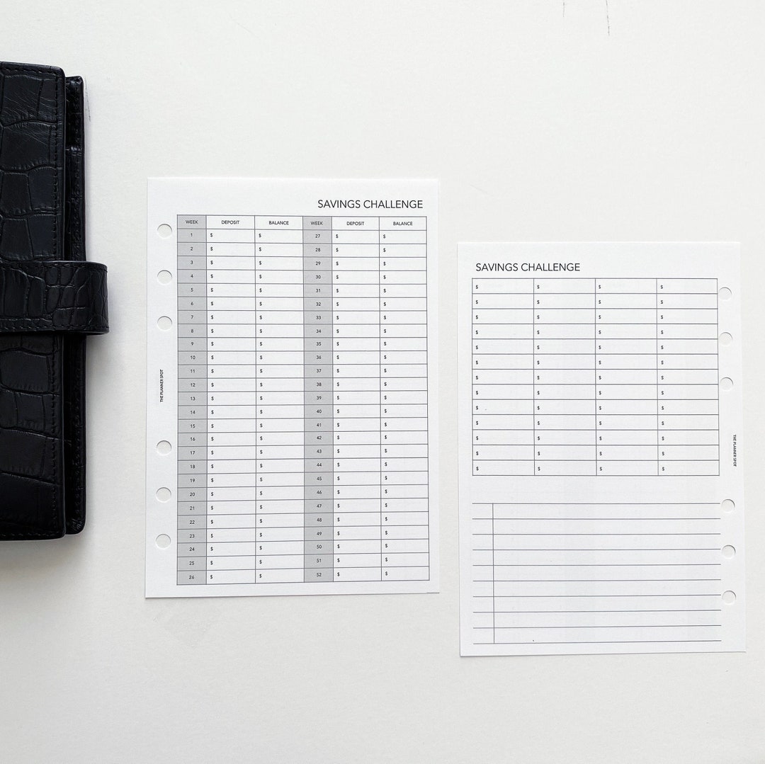 PRINTABLE Savings Challenge Planner Insert - Personal Wide Size - Etsy