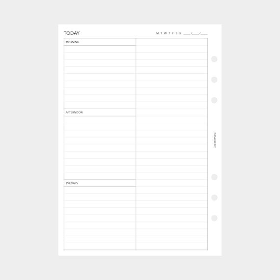 Calendars & Planners Paper Printable Undated Daily Planner Insert Today ...
