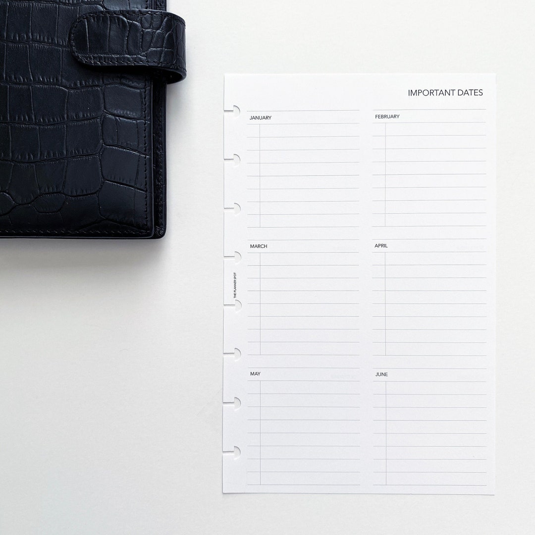 PRINTABLE Important Dates Planner Insert - Half Letter Size - Etsy