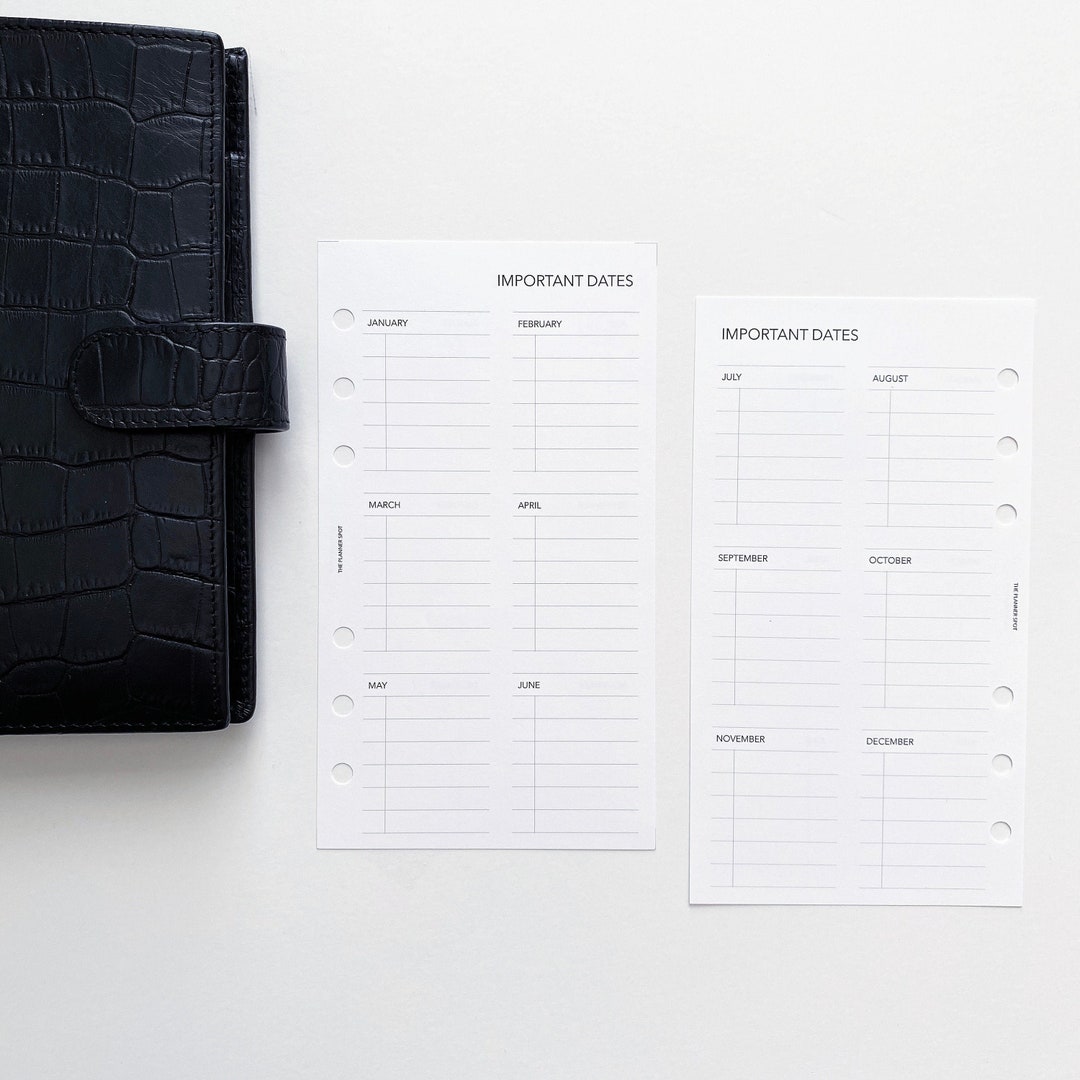 PRINTABLE Important Dates Planner Insert - Personal Size - Etsy
