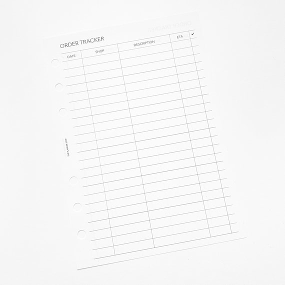 PRINTABLE Order Tracker Planner Insert Personal Wide Size | Etsy