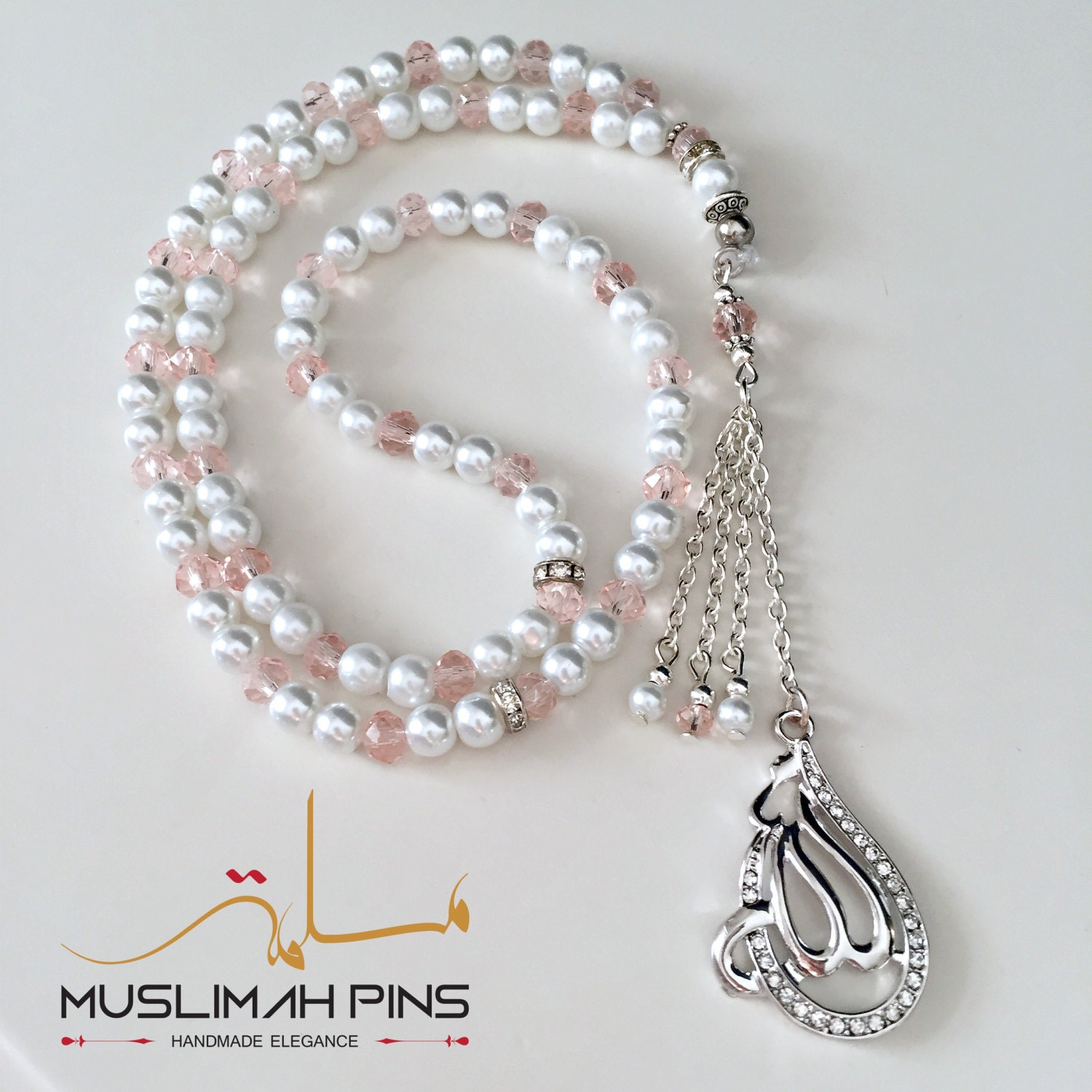 White Pearl With Crystals Tasbih Tasbeeh Misbaha Prayer - Etsy