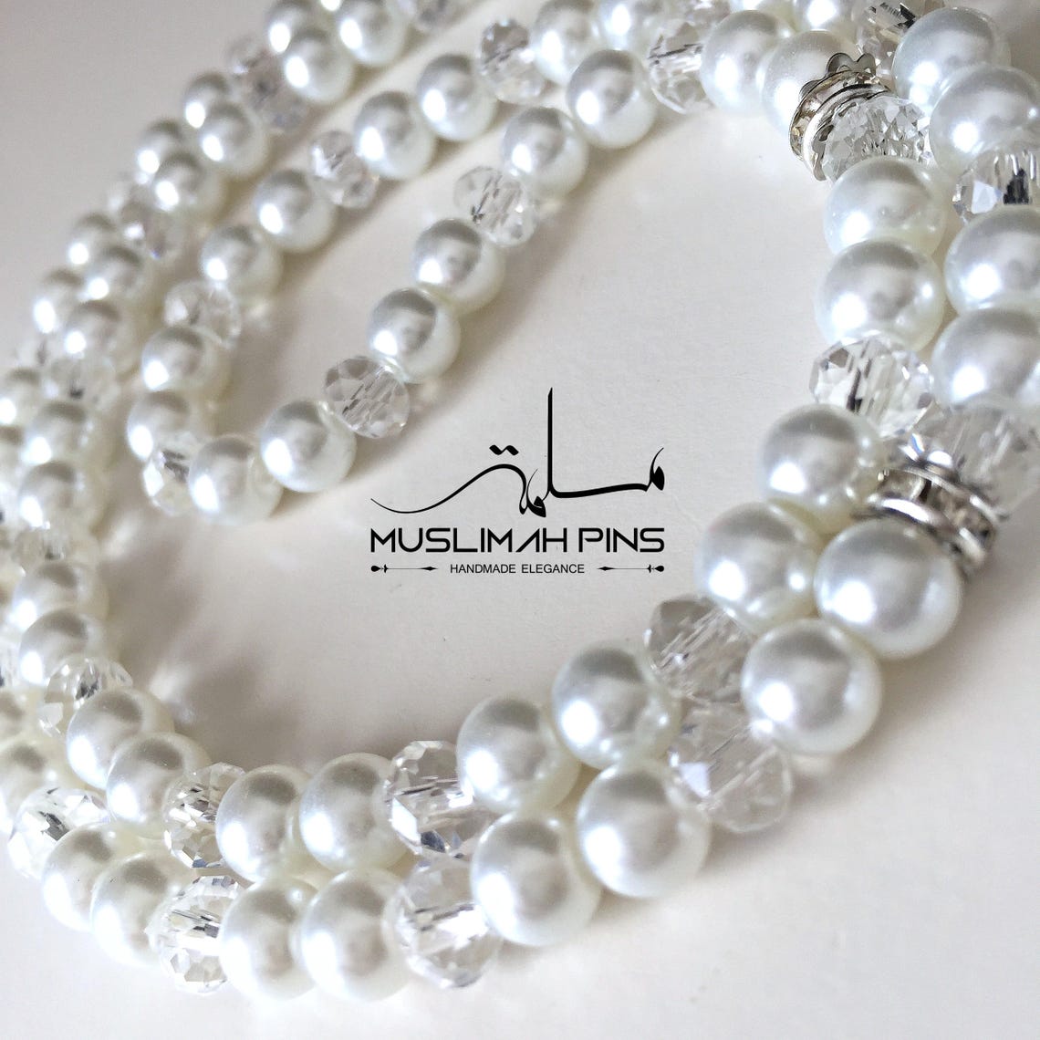 White Pearl With Crystals Tasbih Tasbeeh Misbaha Prayer - Etsy