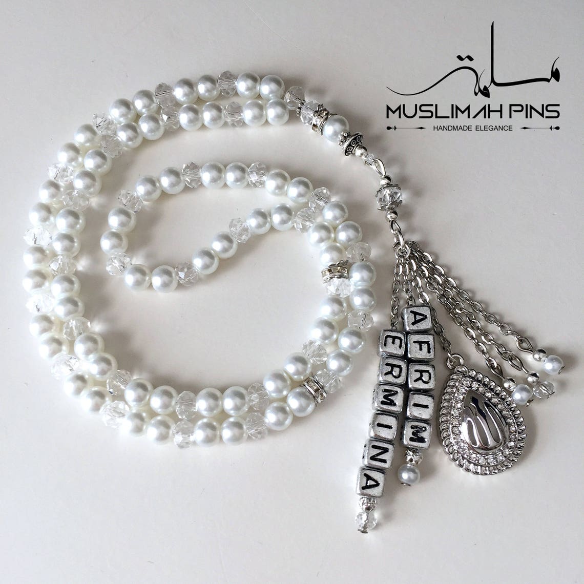 White Pearl With Crystals Tasbih Tasbeeh Misbaha Prayer - Etsy