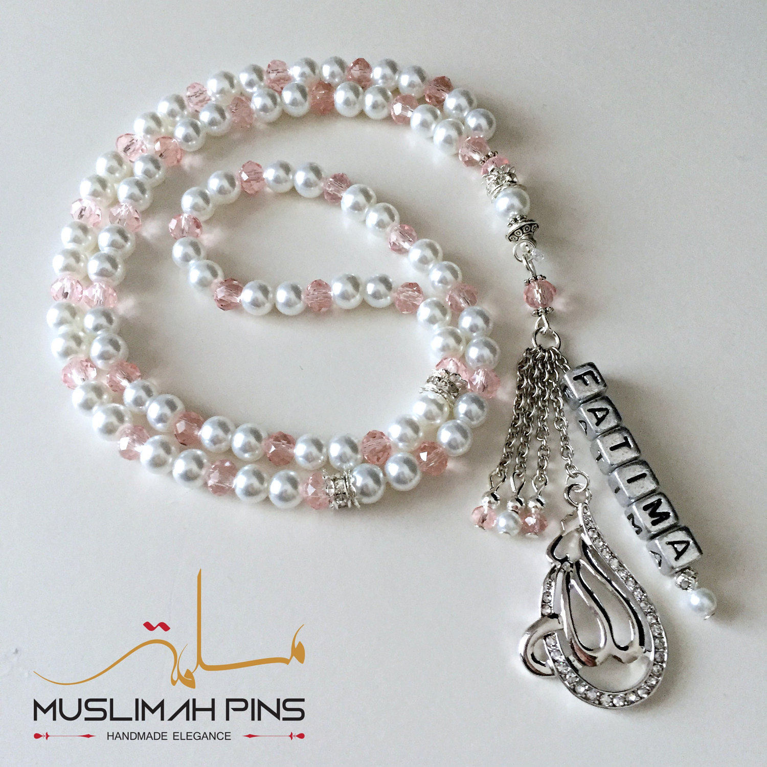 White Pearl With Crystals Tasbih Tasbeeh Misbaha Prayer - Etsy