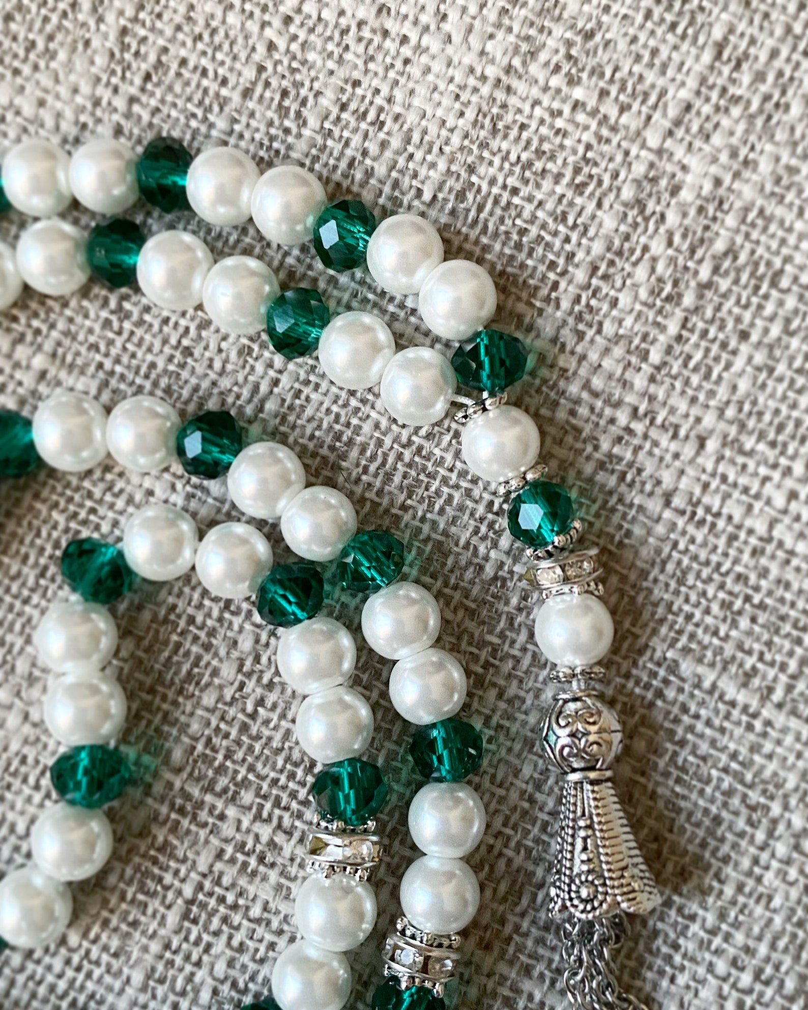 White Pearl With Crystals Tasbih Tasbeeh Misbaha Prayer - Etsy