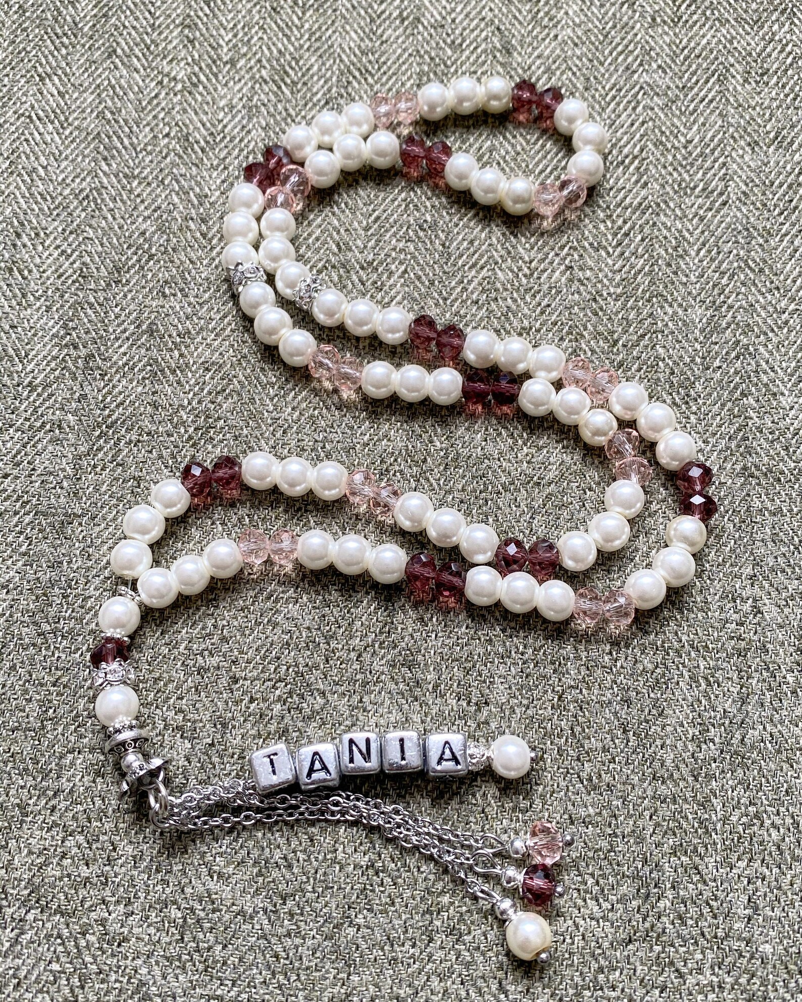 White Pearl With Crystals Tasbih Tasbeeh Misbaha Prayer - Etsy