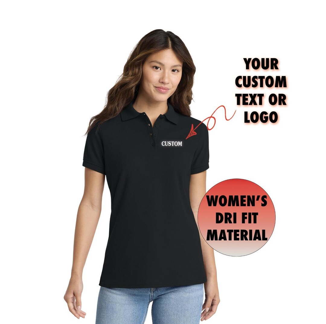 Women's Dri Fit Polo With Custom Logo Embroidered Gift Moisture Wicking ...