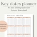 Key Dates Planner | Yearly Planner | Year at a Glance | Yearly ...