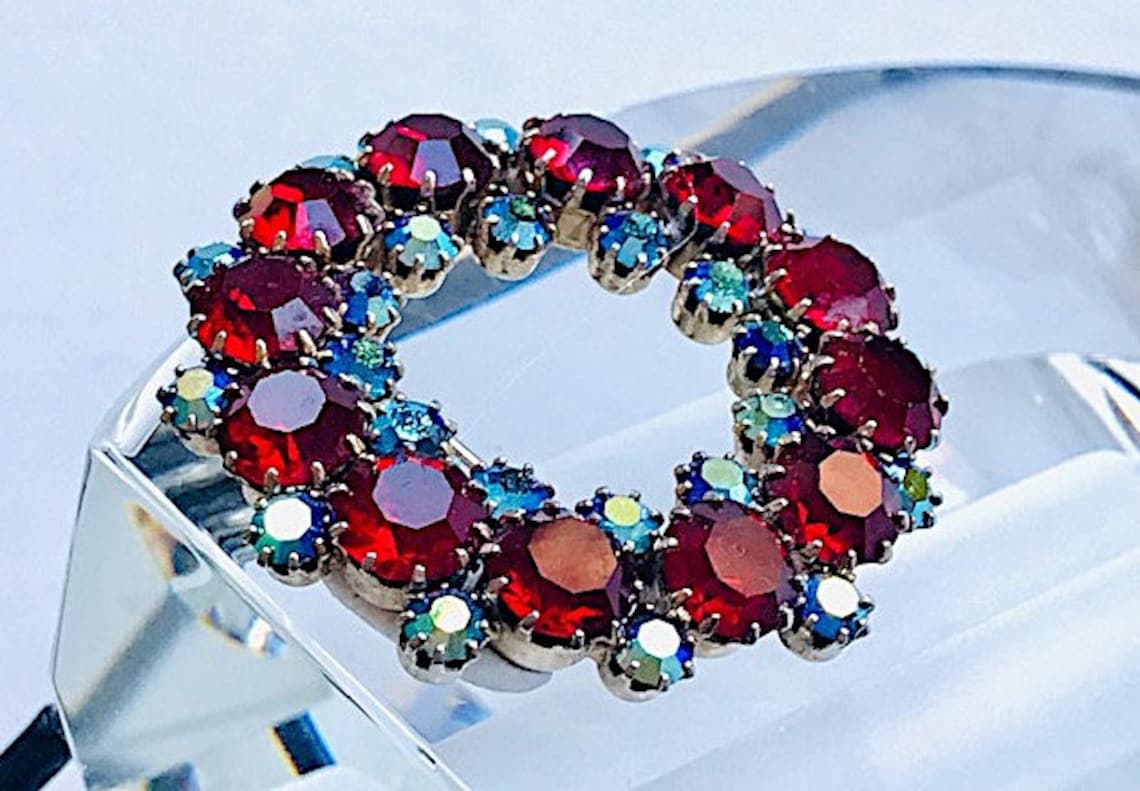 KRAMER Brooch With Unique Color Combination of Austrian Stones - Etsy