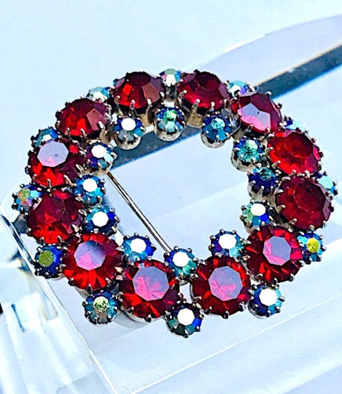 KRAMER Brooch With Unique Color Combination of Austrian Stones - Etsy