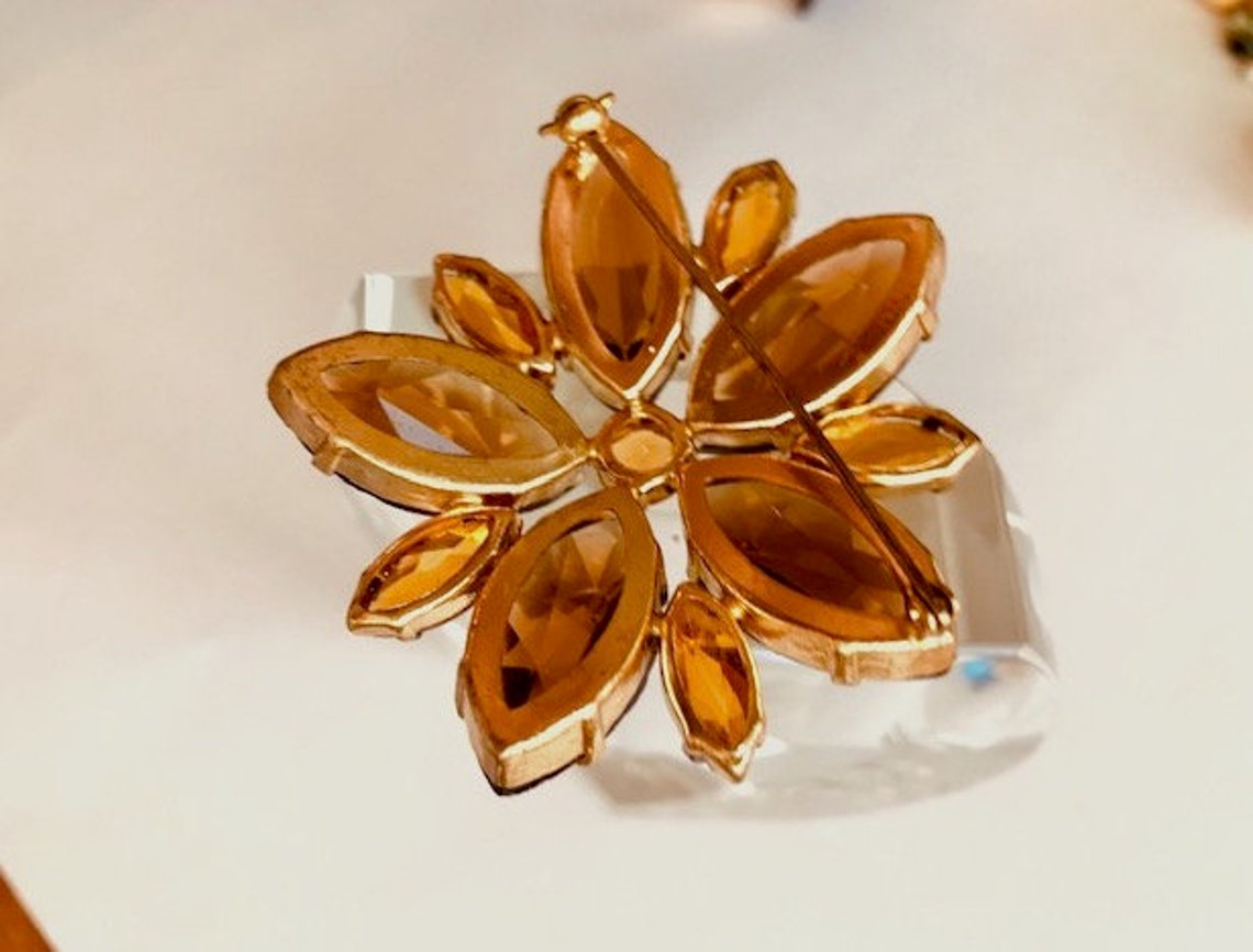 Amber on Amber Vintage Brooch | Etsy