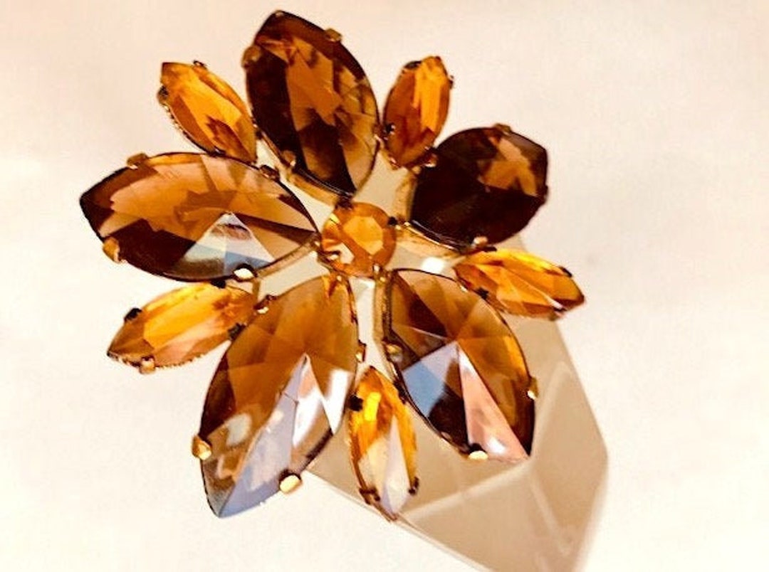 Amber on Amber Vintage Brooch - Etsy