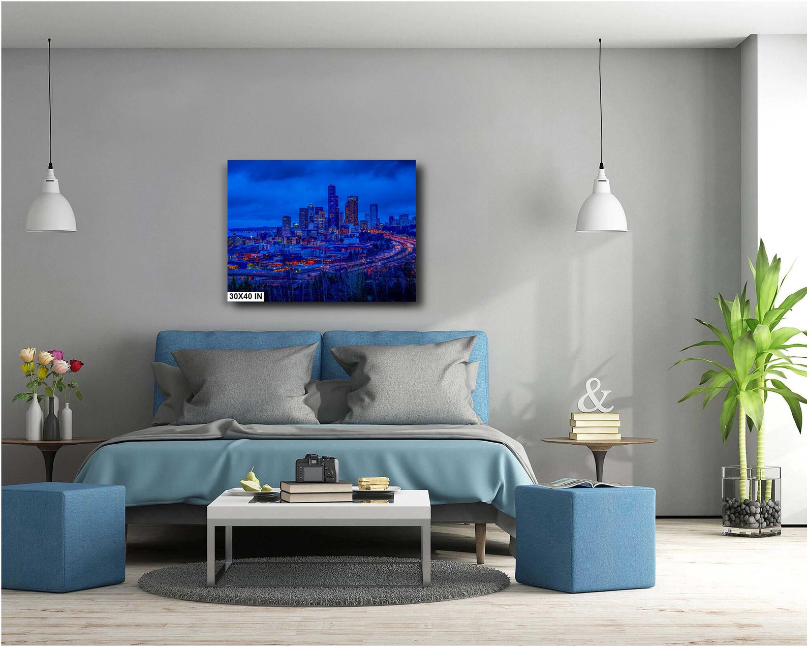Seattle Skyline During the Nighttime Blue Hour From Joe Rizal Park - Etsy
