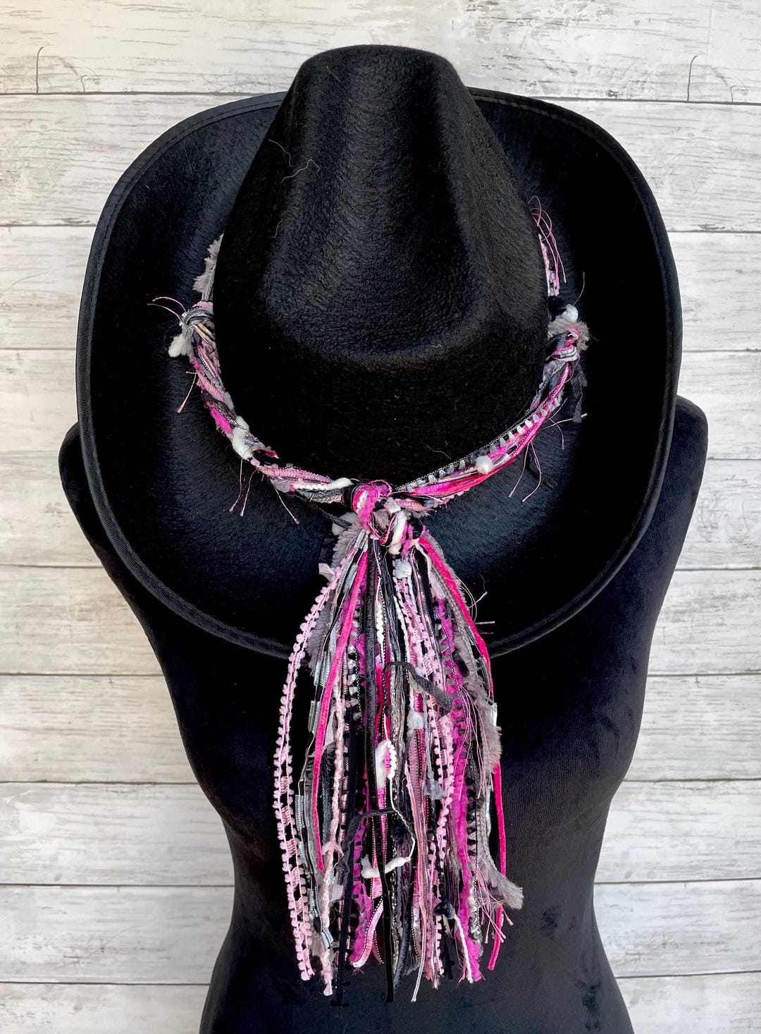 Boho-style Hat Band in Pink, Black, Grey, and White! - Etsy