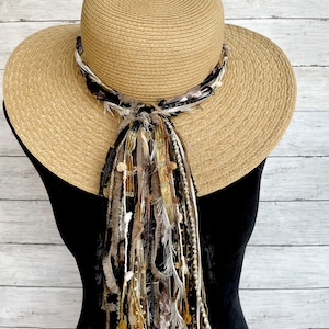 Earthy Hat Band, Boho Chic Accessory in Black, Brown and Cream - Etsy