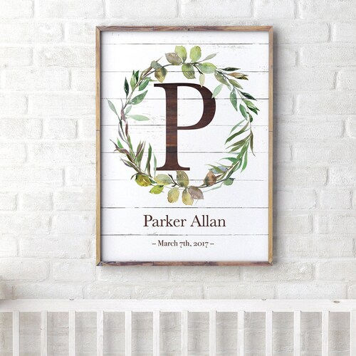 Greenery Baby Name Printable Nursery Art Botanical Name | Etsy