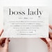 Personalized Boss Lady Card, PRINTABLE, Girl Boss Babe Card, Custom ...