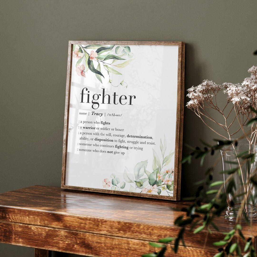 Personalized Fighter Definition Print: Inspirational Floral Wall Art - Etsy