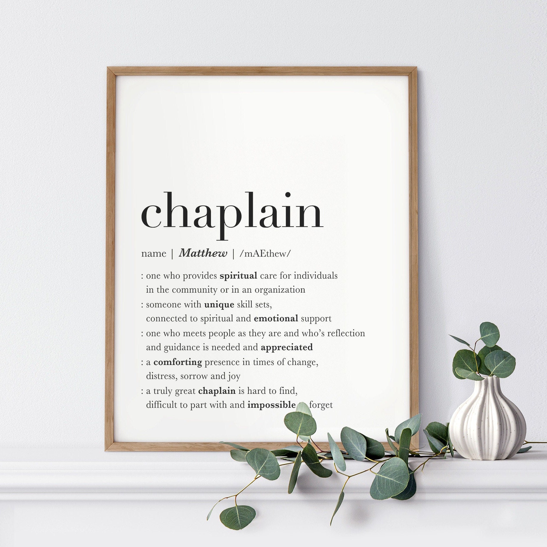 Chaplain Gift Ideas Personalized Chaplain Definition Print - Etsy