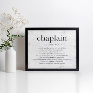 Personalized Chaplain Definition Print, Chaplain FRAMED Gifts, Home ...