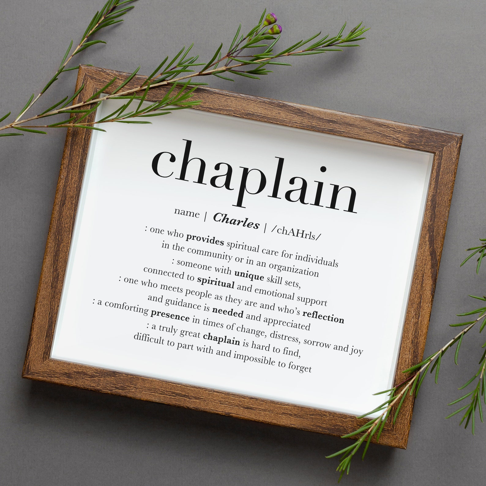 Chaplain Gift Ideas Personalized Chaplain Definition Print - Etsy