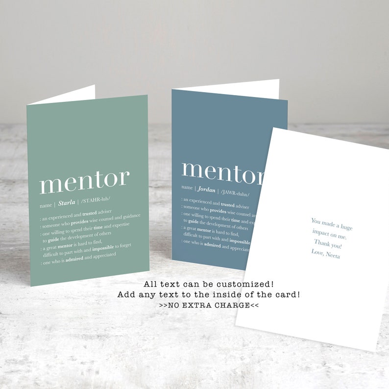 Custom Mentor Thank You Card Mentor Gift for Women Thank You - Etsy