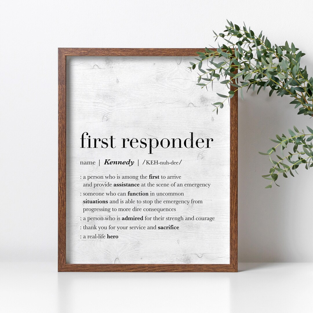 Personalized First Responder Gift First Responder Definition Print Personalized First Responder Gift First Responder Definition Print