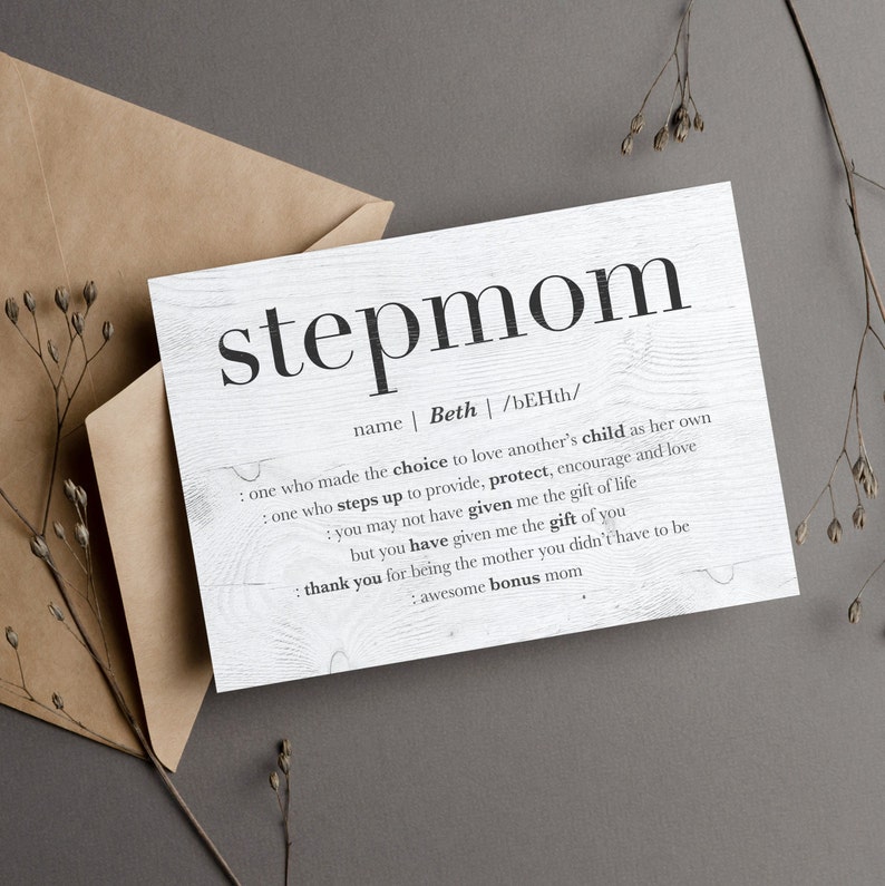 Mothers Day Card For Stepmom Stepmother Birthday Card Custom Etsy