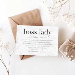 Personalized Boss Lady Card, PRINTABLE, Girl Boss Babe Card, Custom ...