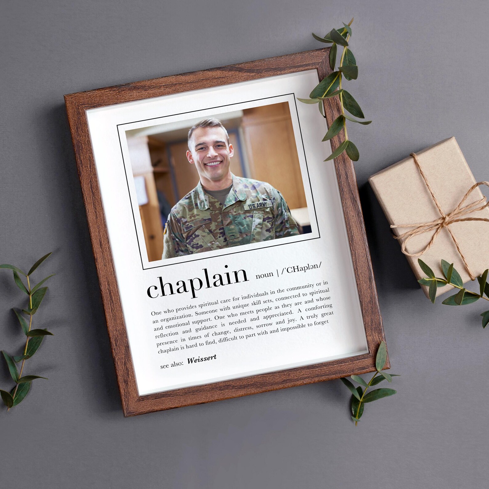 FRAMED Chaplain Gift, Personalized Custom Photo Definition Print for ...