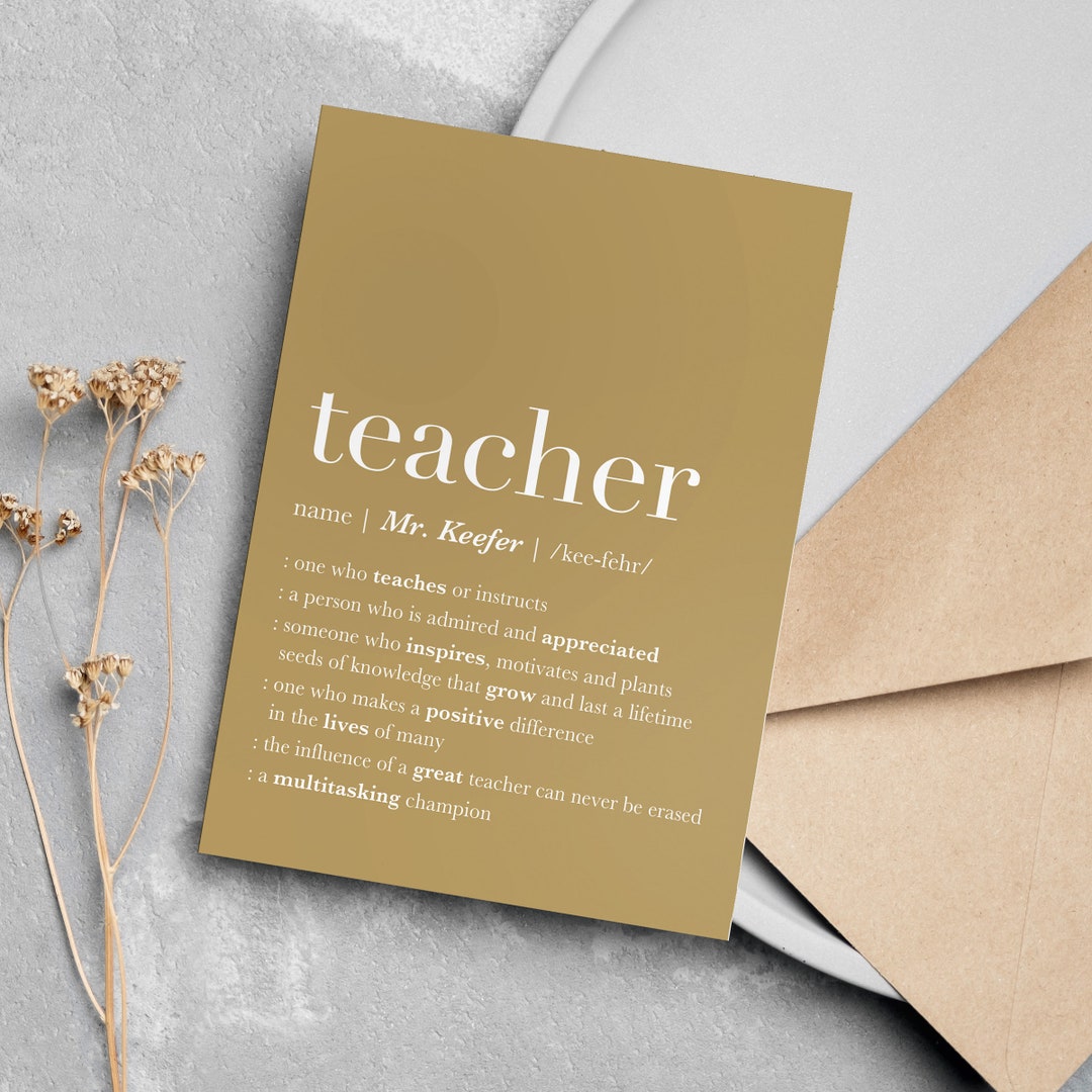 Personalized Teacher Thank You Card DIGITAL, Printable Card for Teacher ...