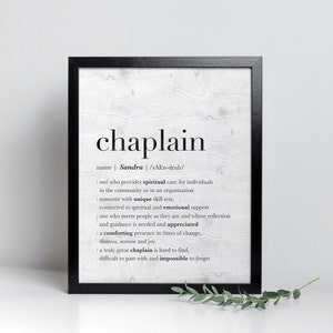 Chaplain Gift Ideas, Personalized Chaplain Definition Print, Home Decor ...