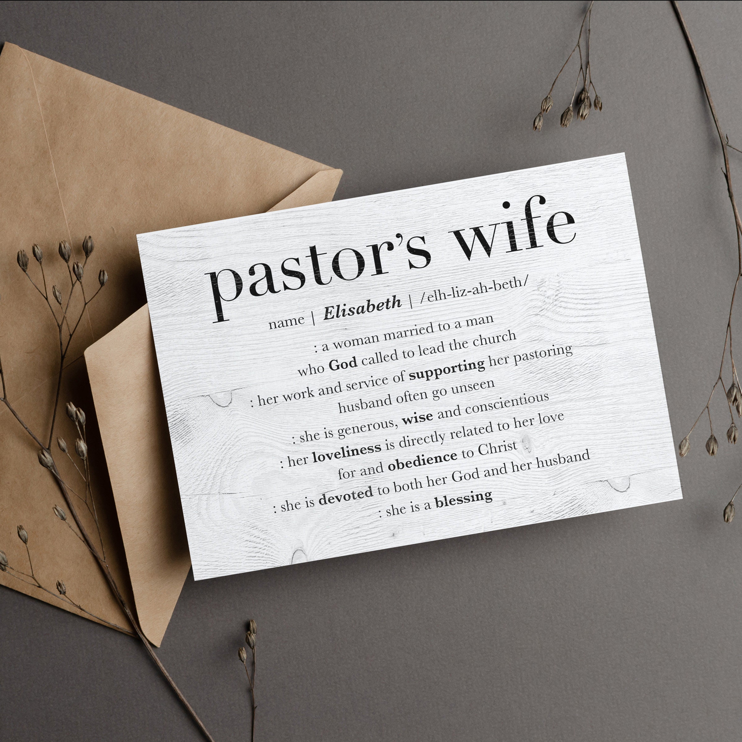 Pastor's Wife Thank You Card Custom Pastors Wife - Etsy