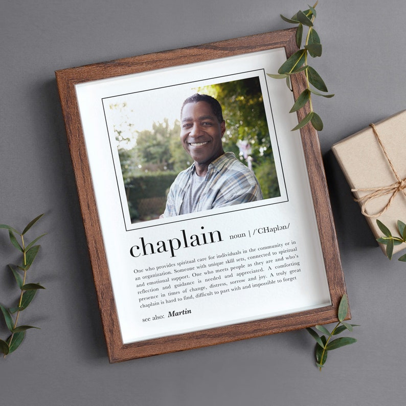 FRAMED Chaplain Gift, Personalized Custom Photo Definition Print for ...