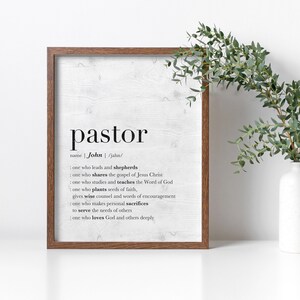 Pastor Gift Ideas, Pastor Definition Print, FRAMED Decor, Preacher Gift ...
