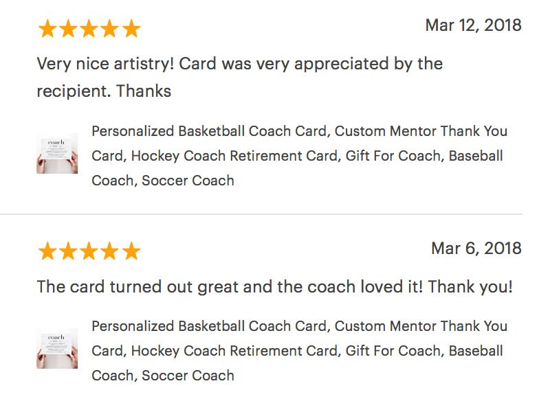 Personalized Basketball Coach Card Custom Mentor Thank You | Etsy