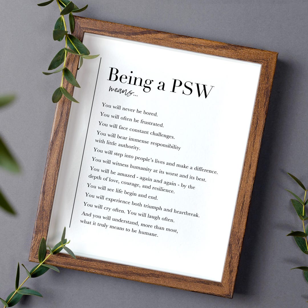 INSTANT DOWNLOAD PSW Quote Poem, Personal Support Worker Printable Wall ...