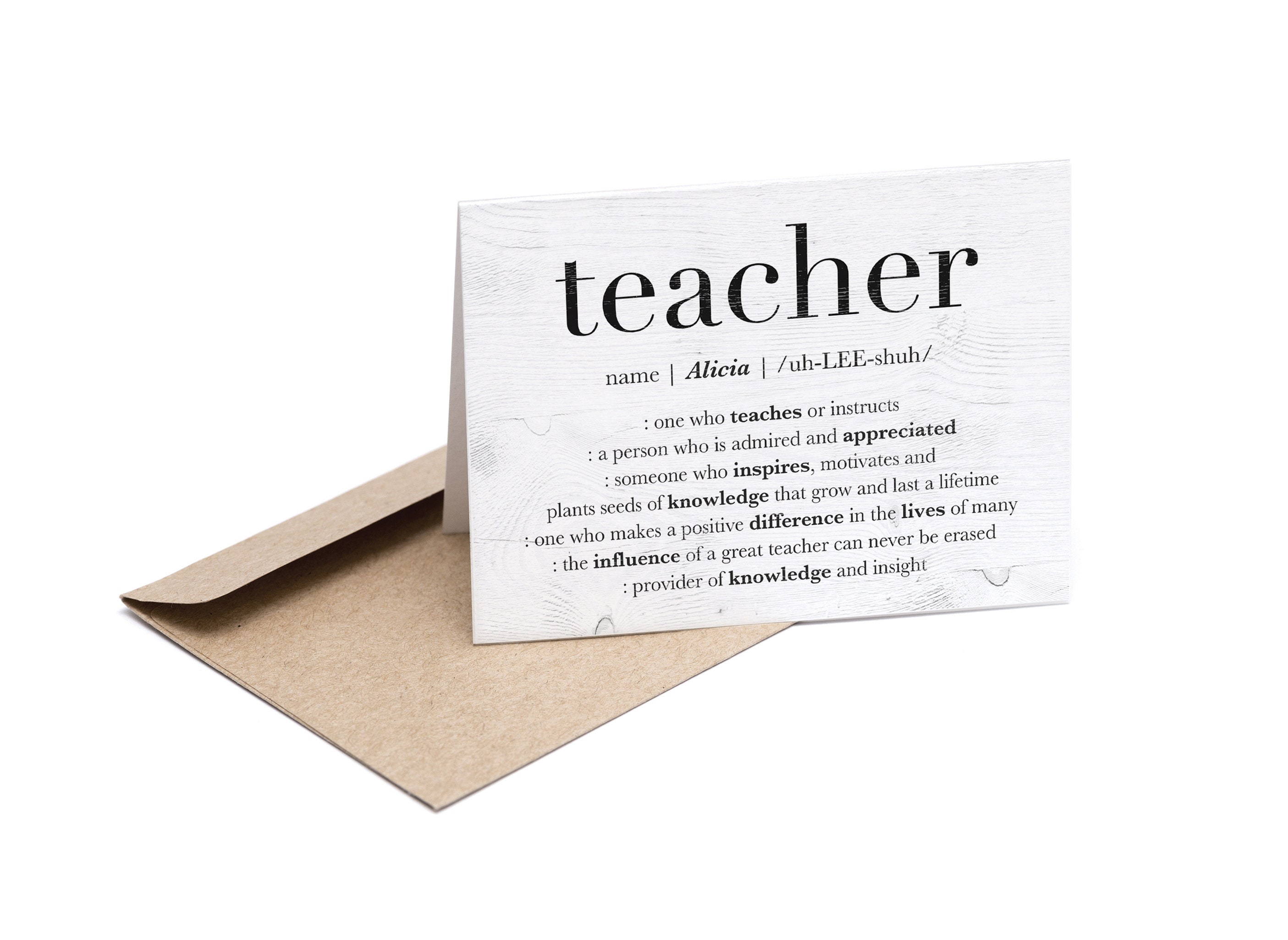 Personalized Teacher Card Teacher Appreciation Custom Mentor | Etsy Canada