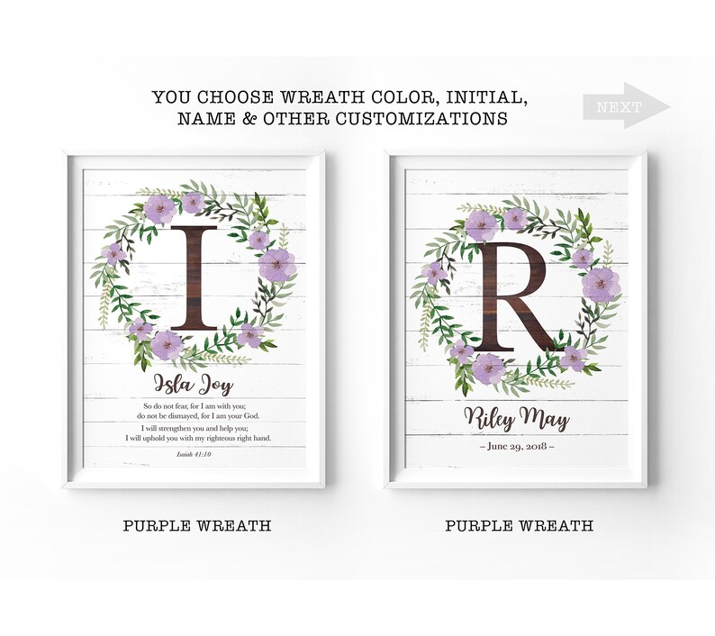 Floral Initial Print Boho Nursery Decor Girl Rustic - Etsy