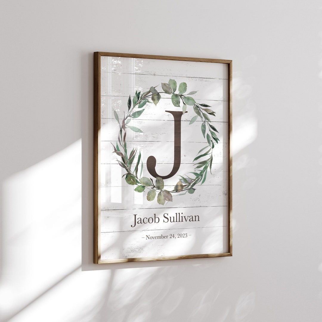 Personalized Nursery Wall Art, Botanical Print, Boy Nursery Decor, Boho ...