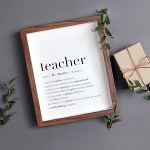 Custom Teacher Gift, Teacher Definition Print Sign, Teacher Thank You ...