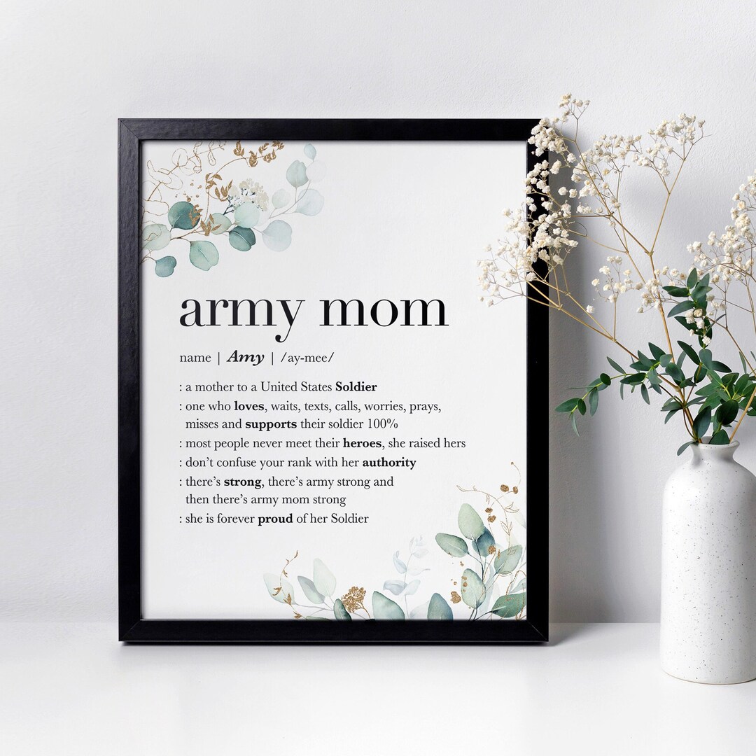 Custom Army Mom Definition Print: Purple Floral Wall Art (digital ...