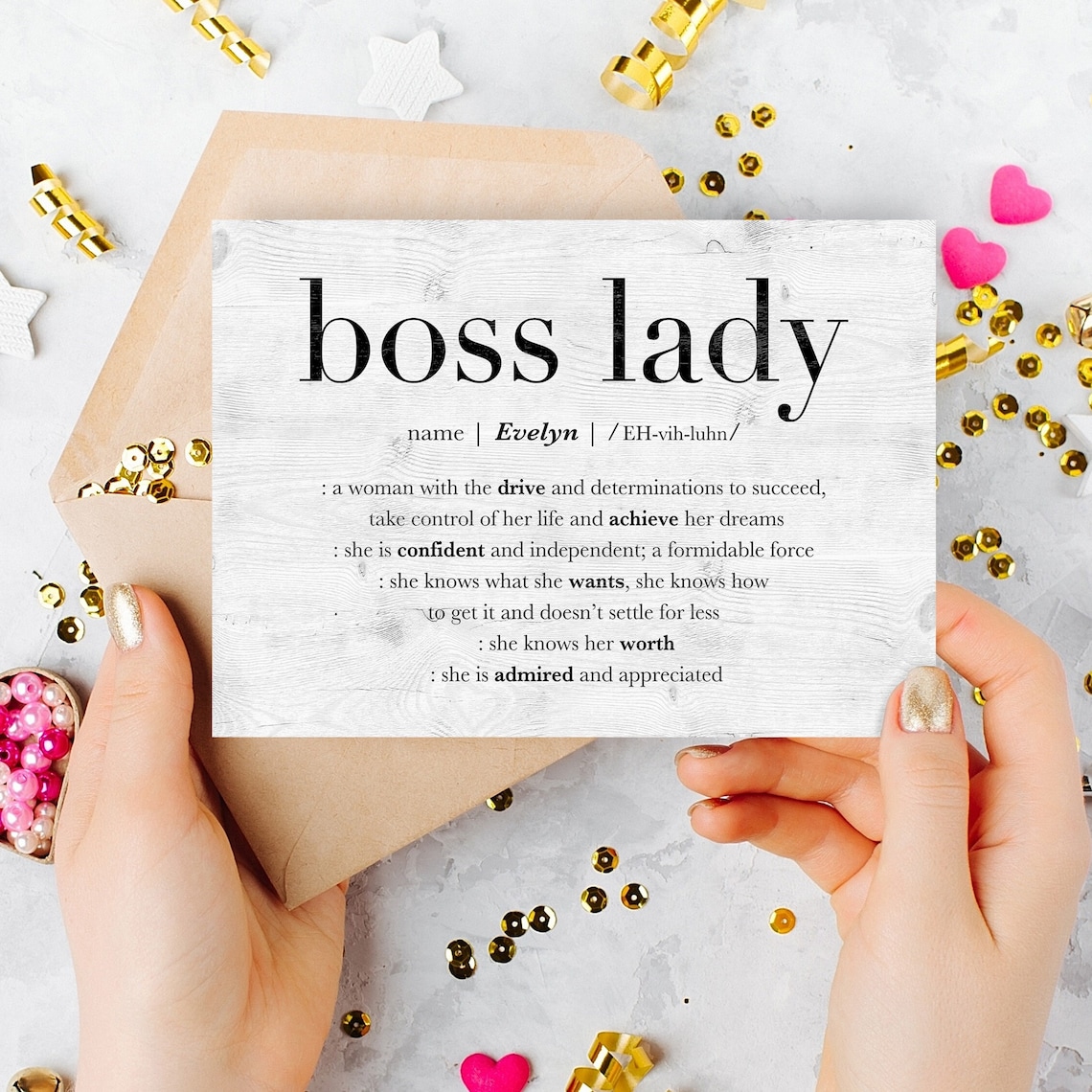 Personalized Boss Lady Card PRINTABLE Girl Boss Babe Card - Etsy