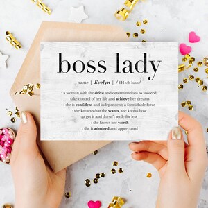 Personalized Boss Lady Card, PRINTABLE, Girl Boss Babe Card, Custom ...