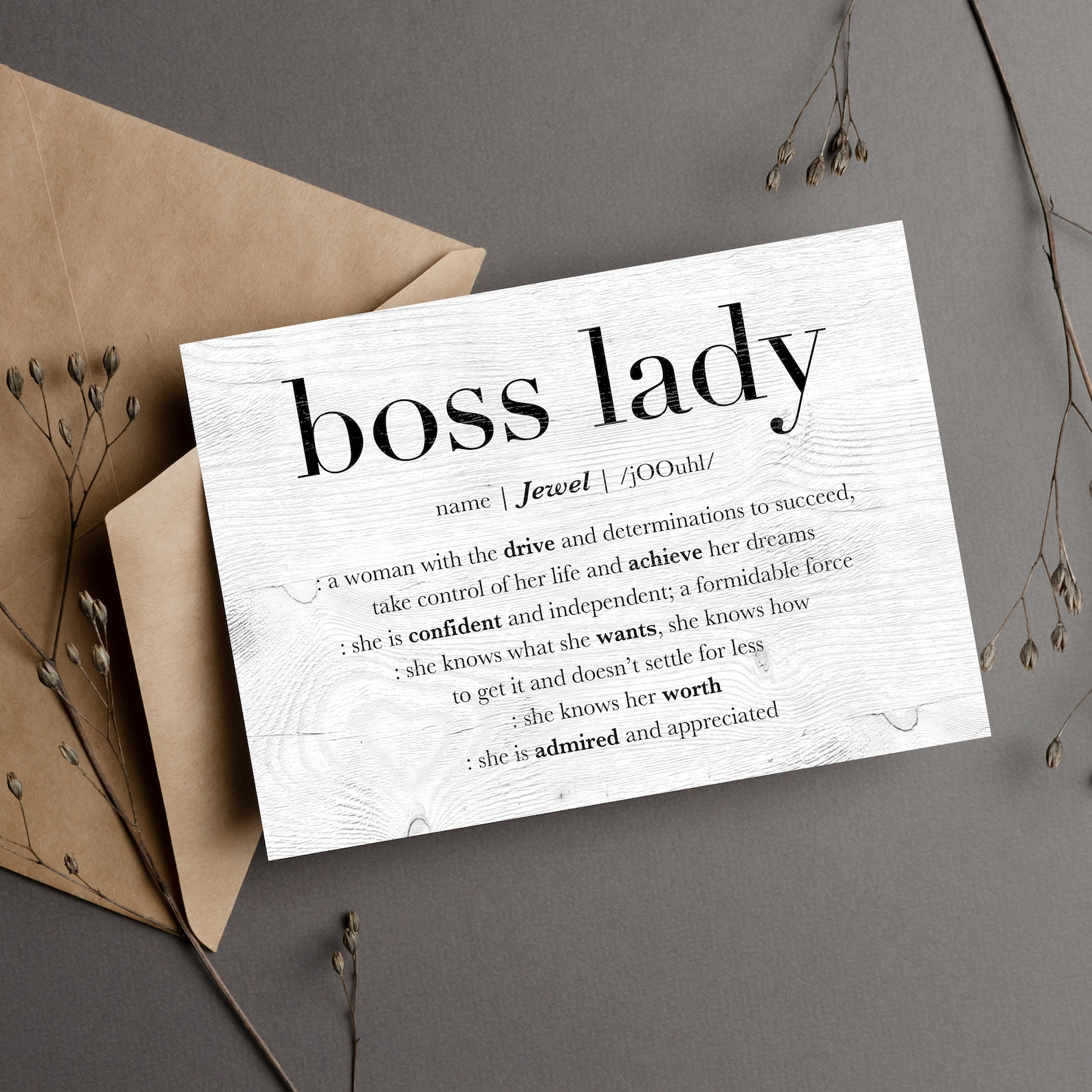 Personalized Boss Lady Card PRINTABLE Girl Boss Babe Card - Etsy