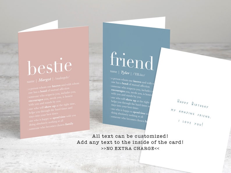 Best Friend Birthday Card Personalized Best Friend Gift | Etsy