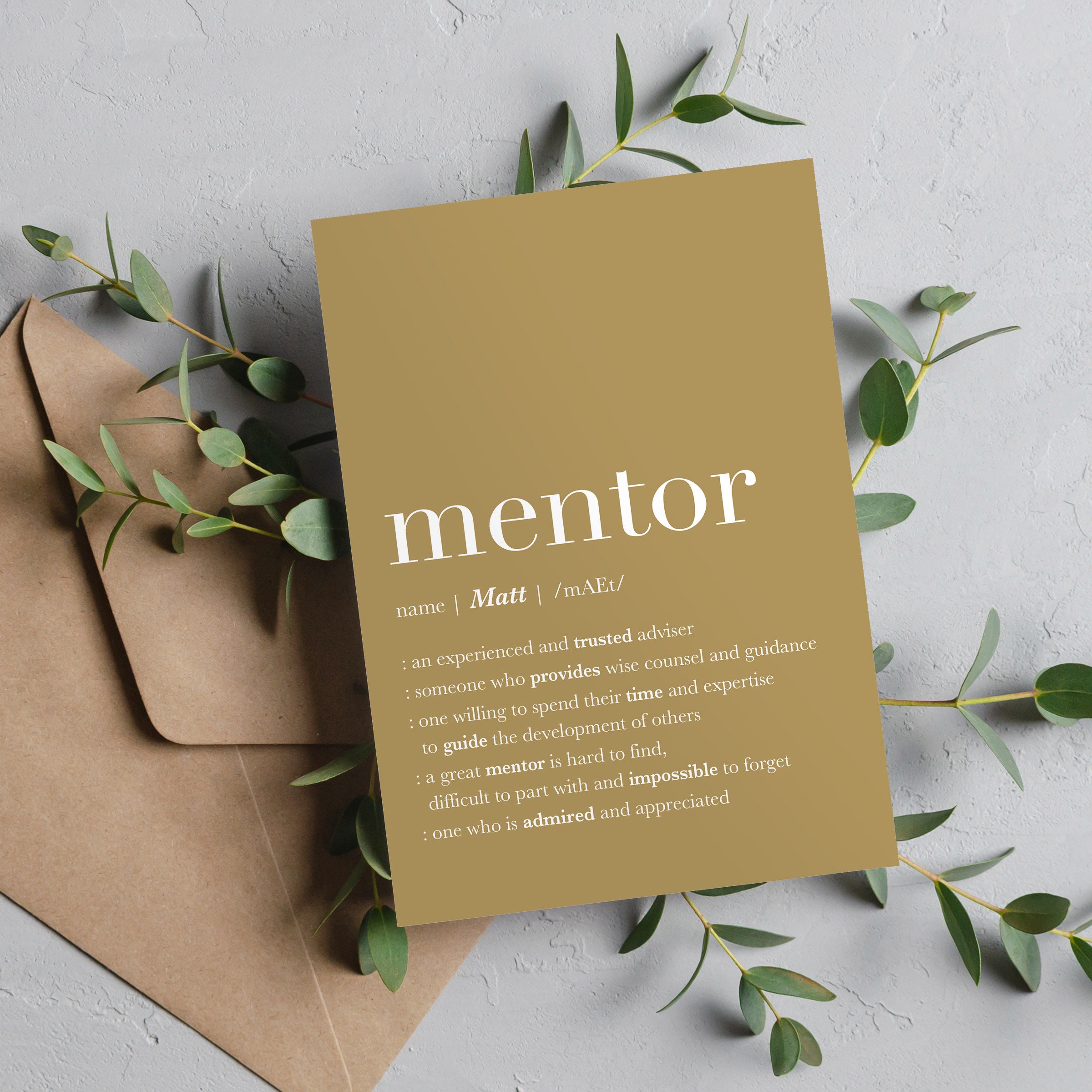 Custom Mentor Thank You Card, PRINTABLE, Mentor Gift for Women, Thank ...