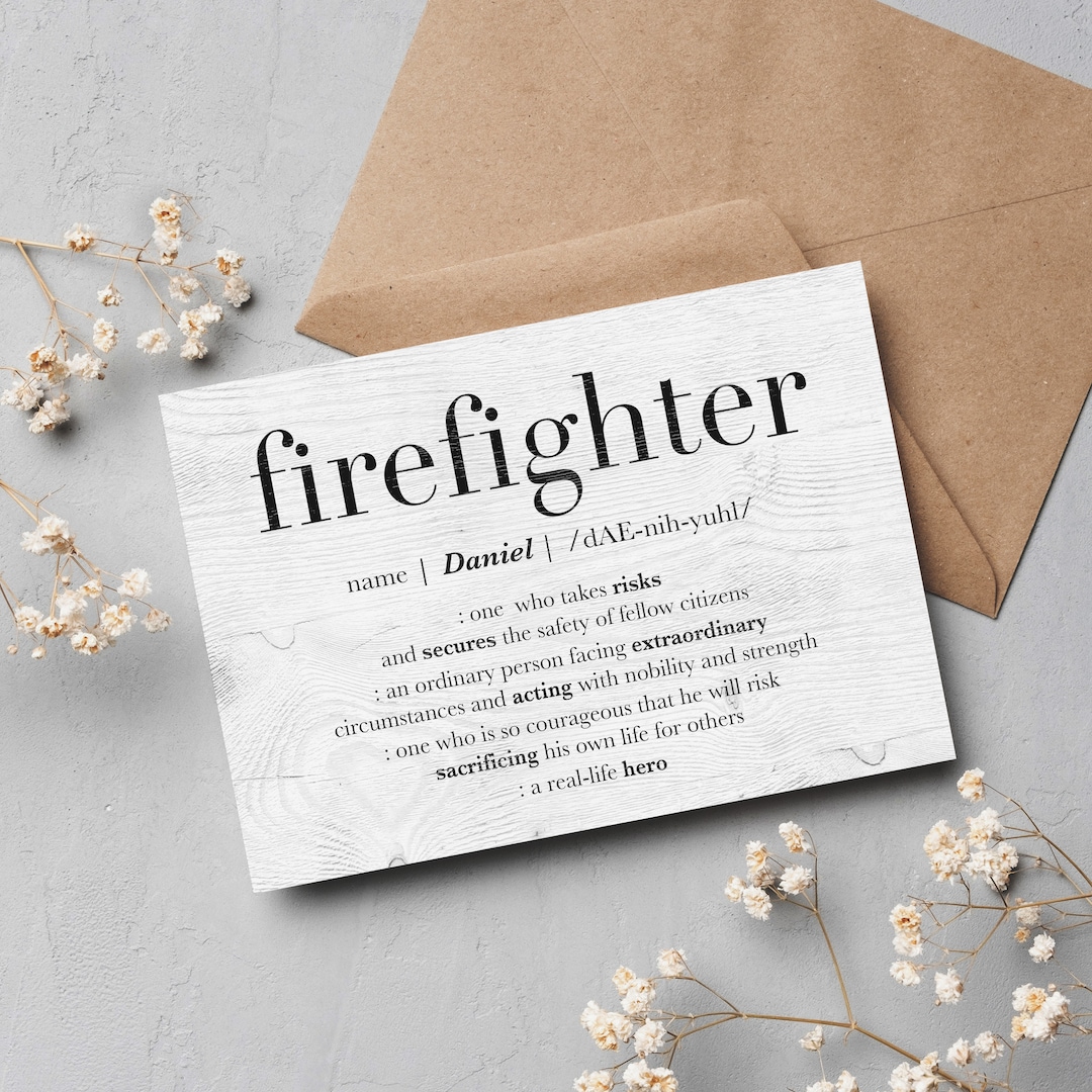 Personalized Firefighter Card, Gift for Firefighter, PRINTABLE ...